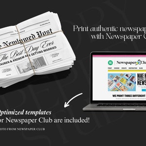 Large Newspaper Wedding Program, Canva Wedding Newspaper Template ...