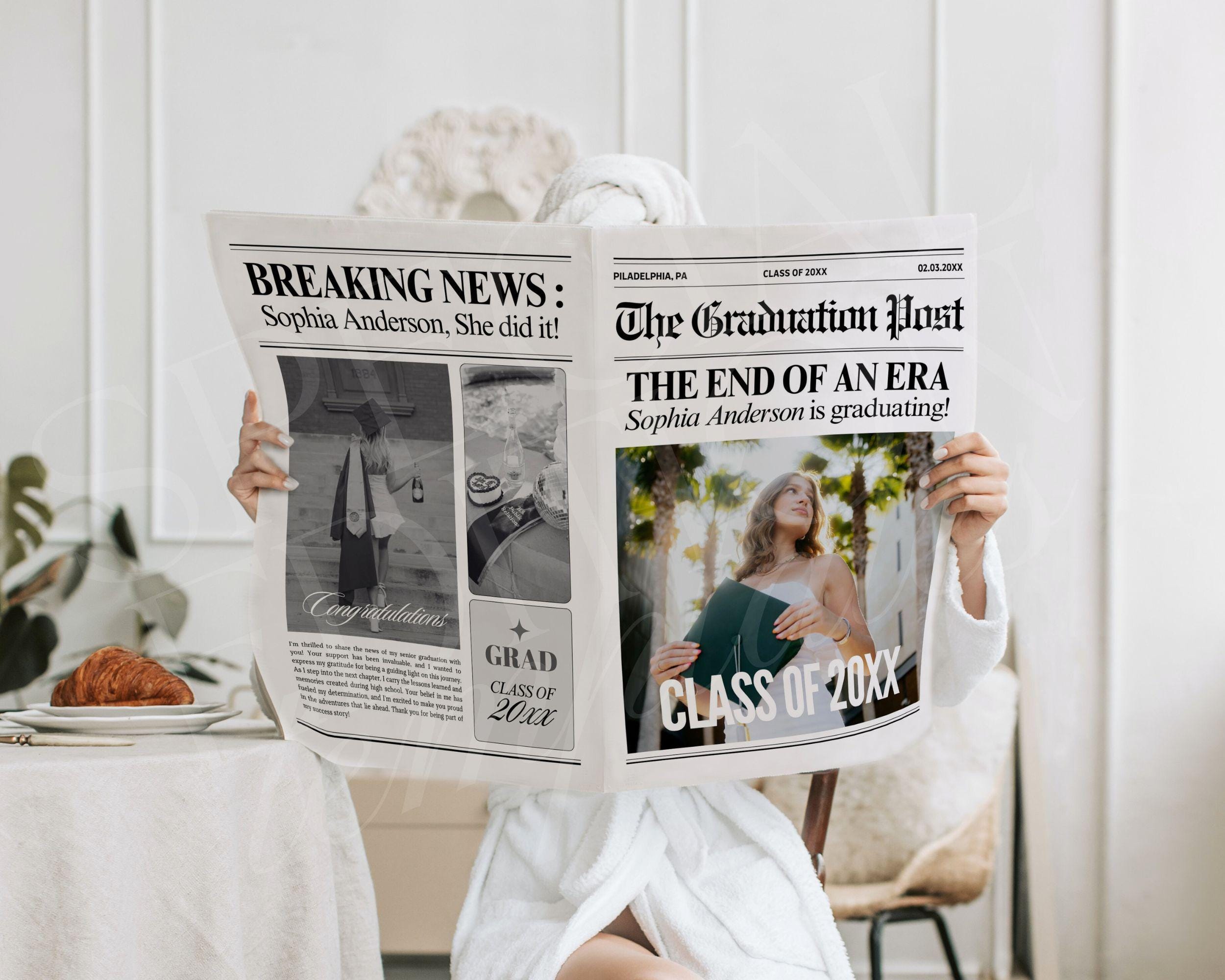 Canva Graduation Newspaper Template, Editable Newspaper Graduate, Large ...