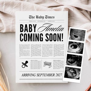 Canva Newspaper Pregnancy Announcement, Large Newspaper Baby ...