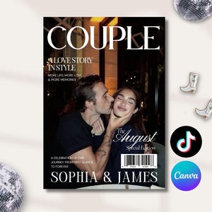 Canva Couple Magazine Template, Custom Anniversary Gift for Boyfriend ...