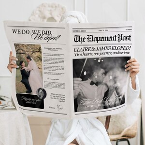 Editable Elopement Newspaper, We Eloped Announcement, Printable ...