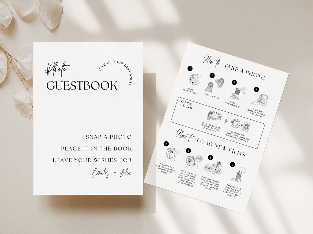 Canva Wedding Guest Book Polaroid Sign, Editable Wedding Film Photo ...