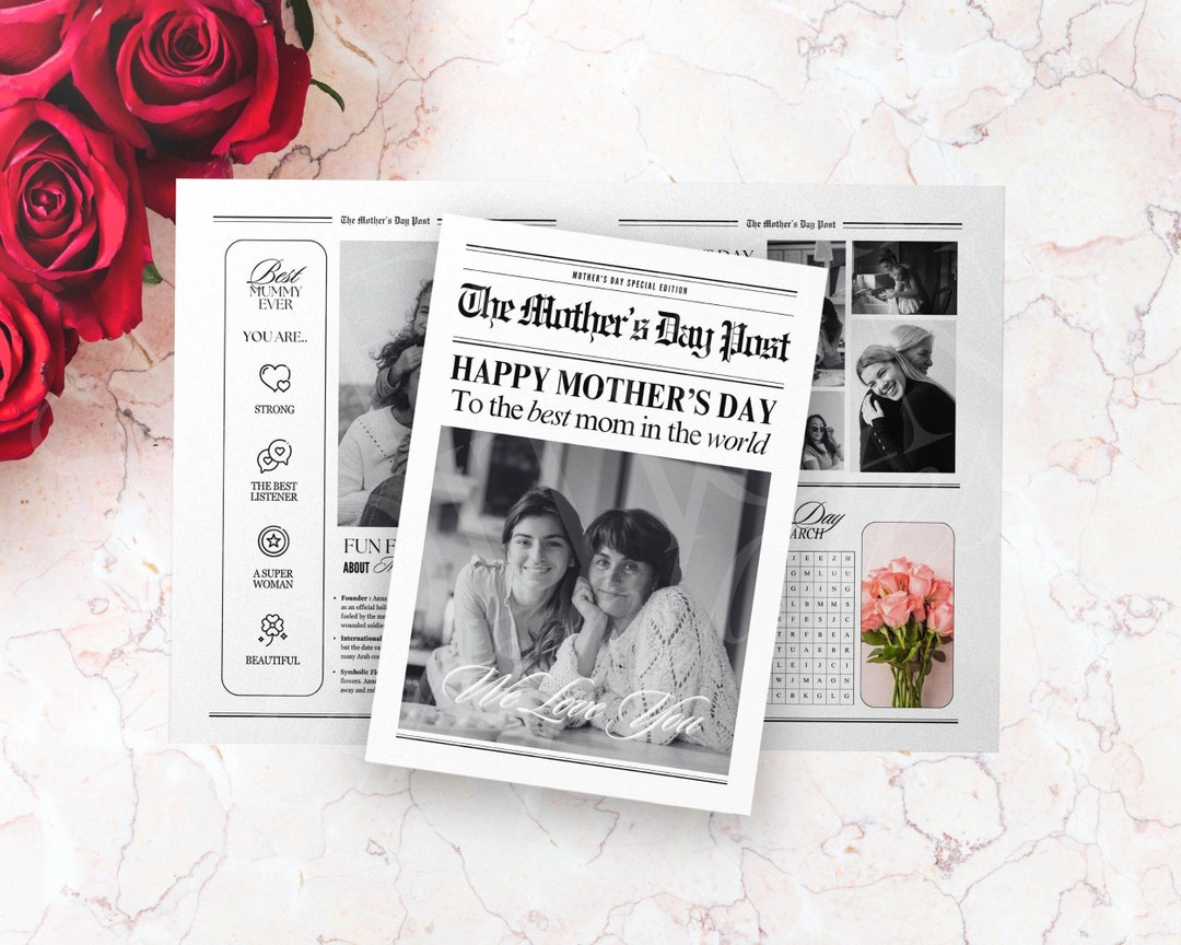 Canva Mother’s Day Newspaper Template, Editable Newspaper Mothers Day ...