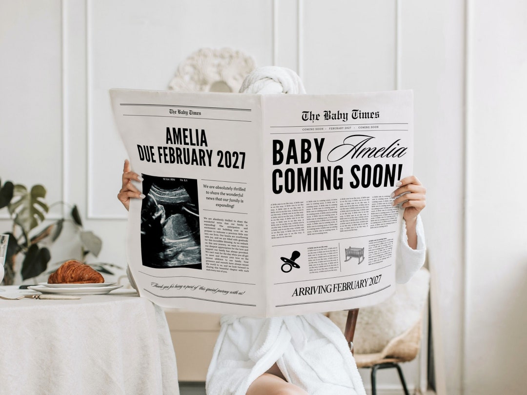 Canva Newspaper Pregnancy Announcement, Large Newspaper Baby ...