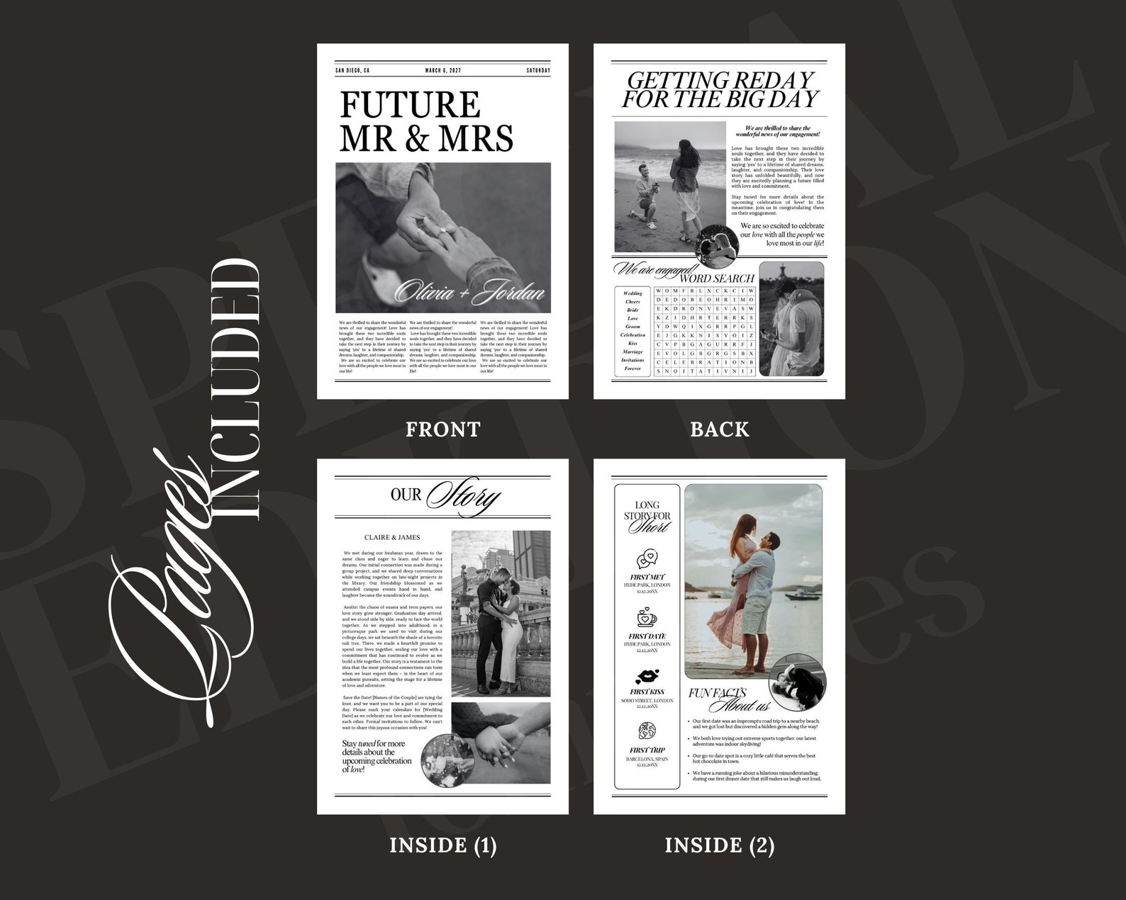 Canva Engagement Newspaper Template, Editable Future Ms and Mrs ...