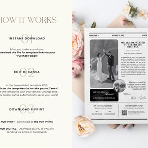 Canva Wedding Newspaper Template, Editable Newspaper Wedding Program ...