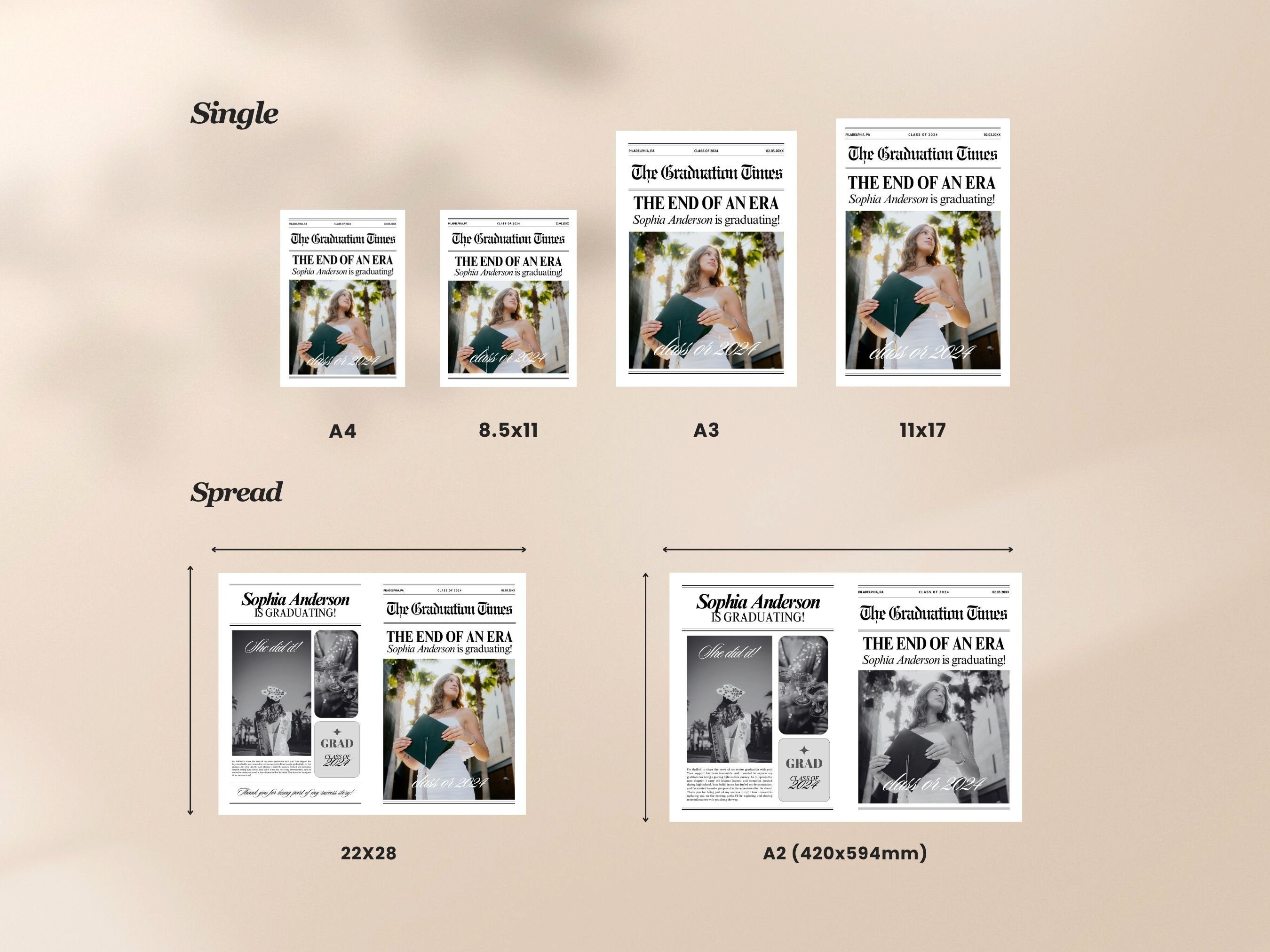 Canva Graduation Newspaper Template Editable Newspaper - Etsy UK