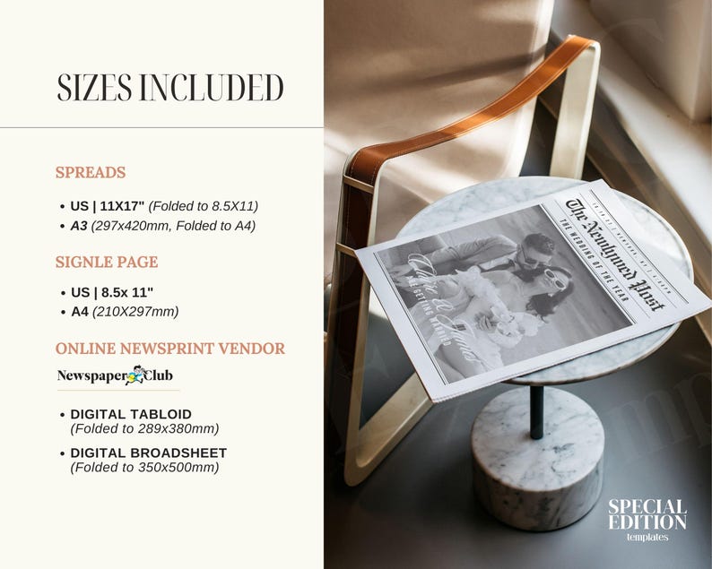 Editable Newspaper Wedding Program, Canva Wedding Newspaper Template ...