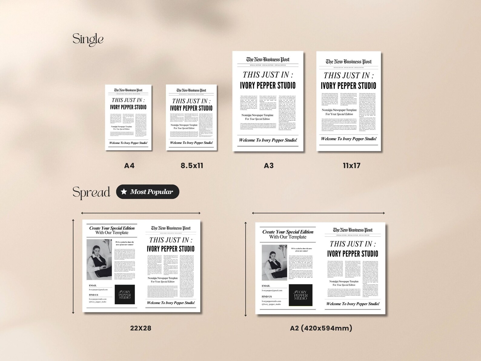 Canva Business Newspaper Template, Editable Large Newspaper New ...