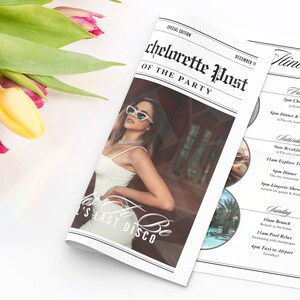 Editable Bachelorette Itinerary Newspaper Template, Canva Bachelorette ...