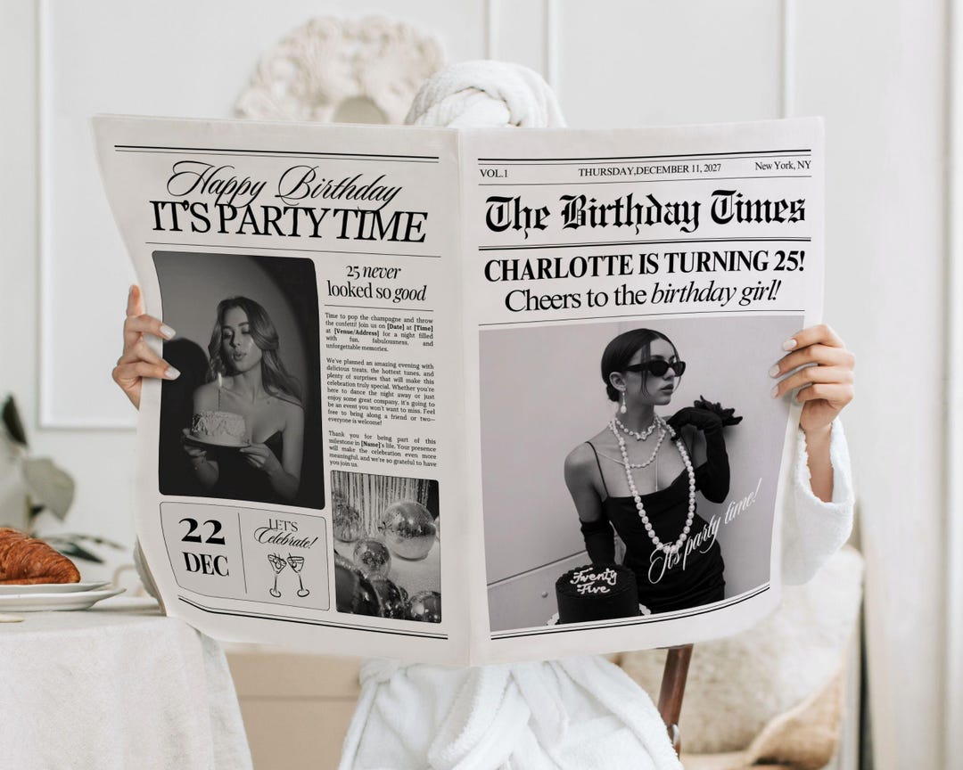 Canva Birthday Newspaper Template, Editable Newspaper Birthday, Large Newspaper Template ...