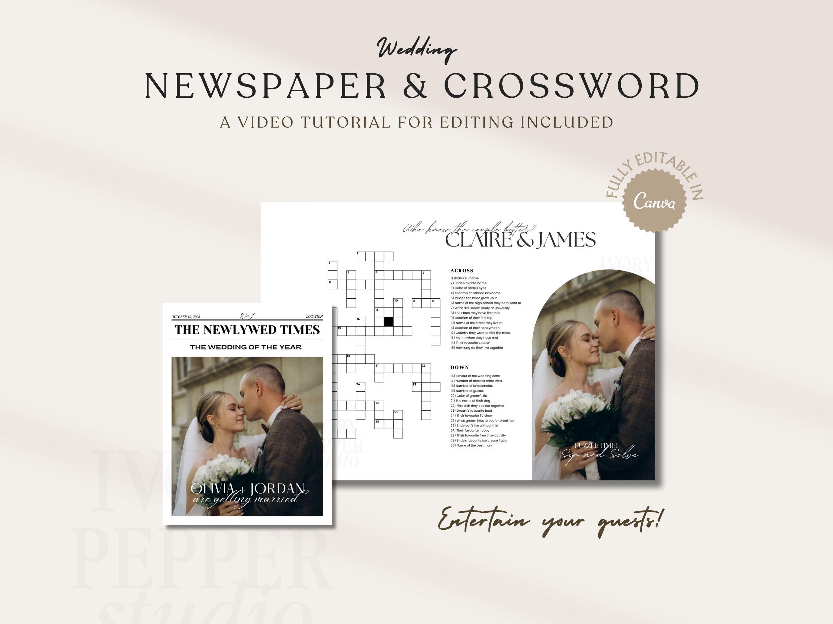 Canva Folded Wedding Newspaper Template Editable Wedding - Etsy