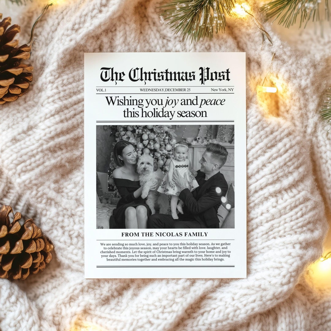 Year in Review Christmas Card Newspaper Template, What A Year Holiday ...