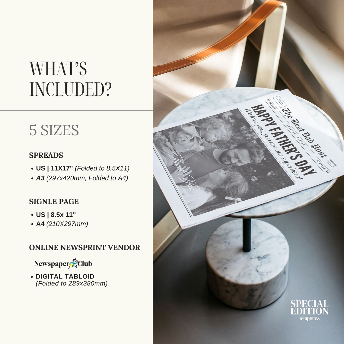 Newspaper Father's Day Canva Template, First Fathers Day DIY Gift for ...