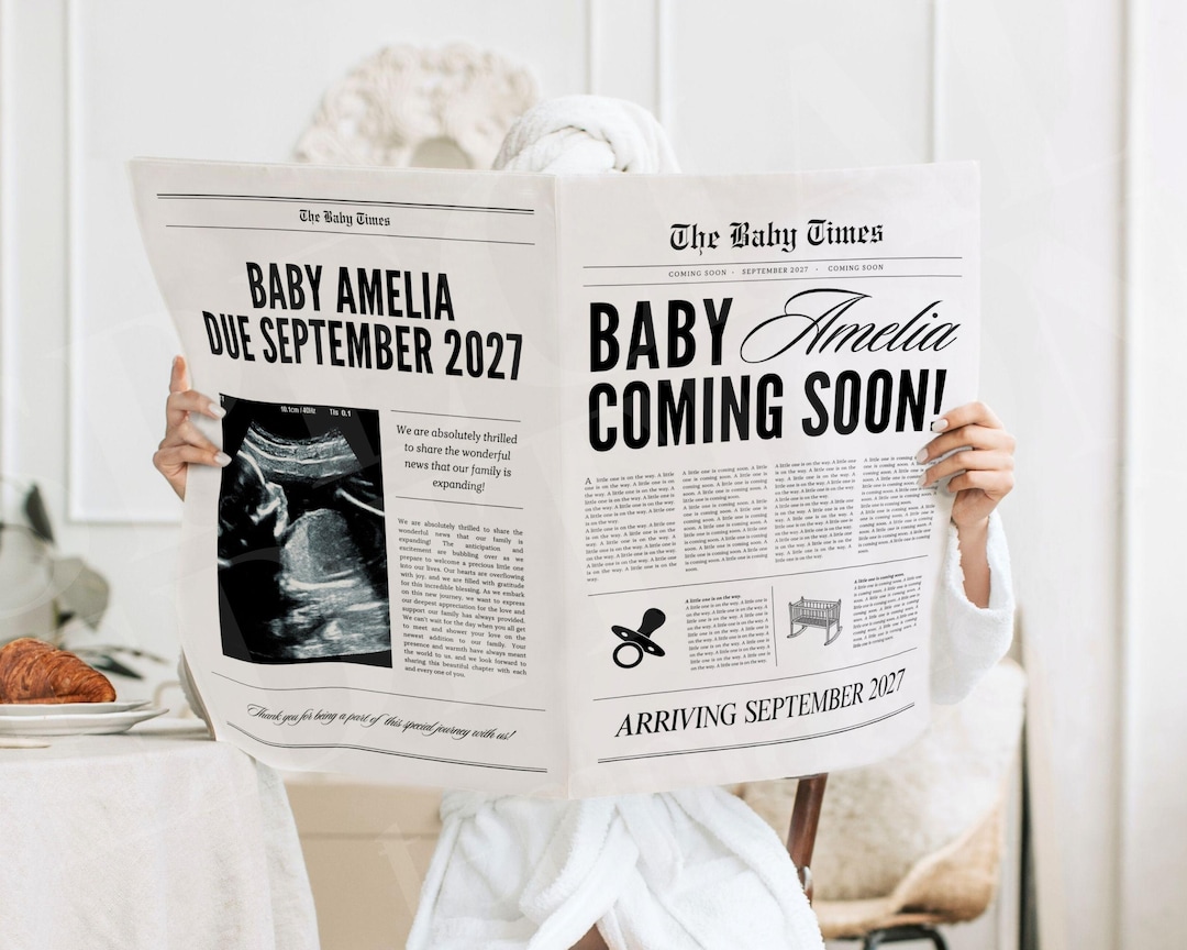 Canva Newspaper Pregnancy Announcement, Large Newspaper Baby ...