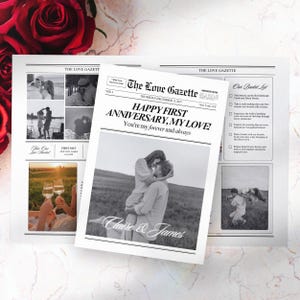 1 Year Anniversary Newspaper Template, Canva Custom Newspaper, Couple ...