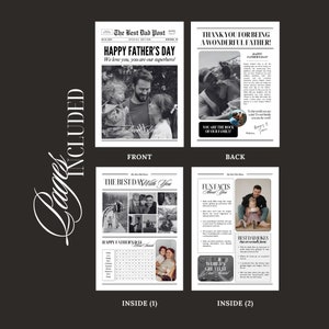 Canva Fathers Day Newspaper Template, First Father's Day DIY Gift for ...