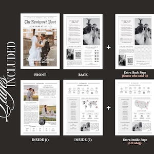 Large Newspaper Wedding Program, Canva Wedding Newspaper Template ...