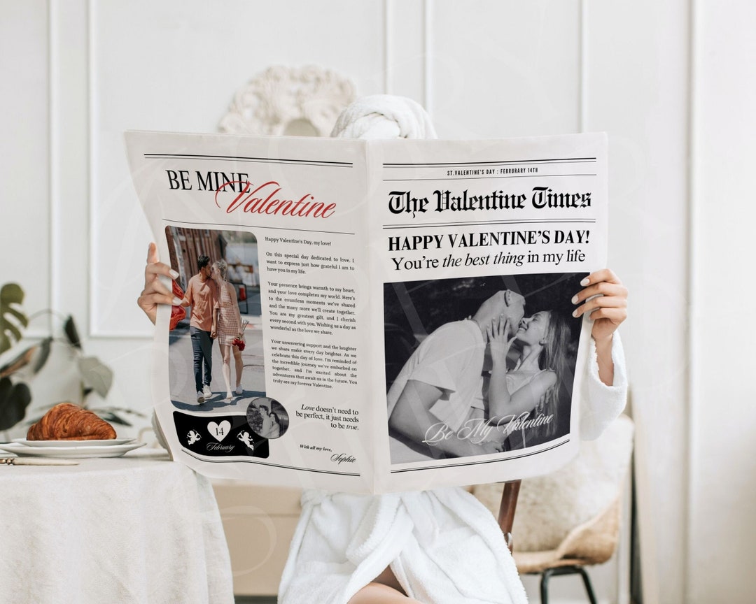 Canva Valentines Day Newspaper Template, Editable Newspaper Valentines ...