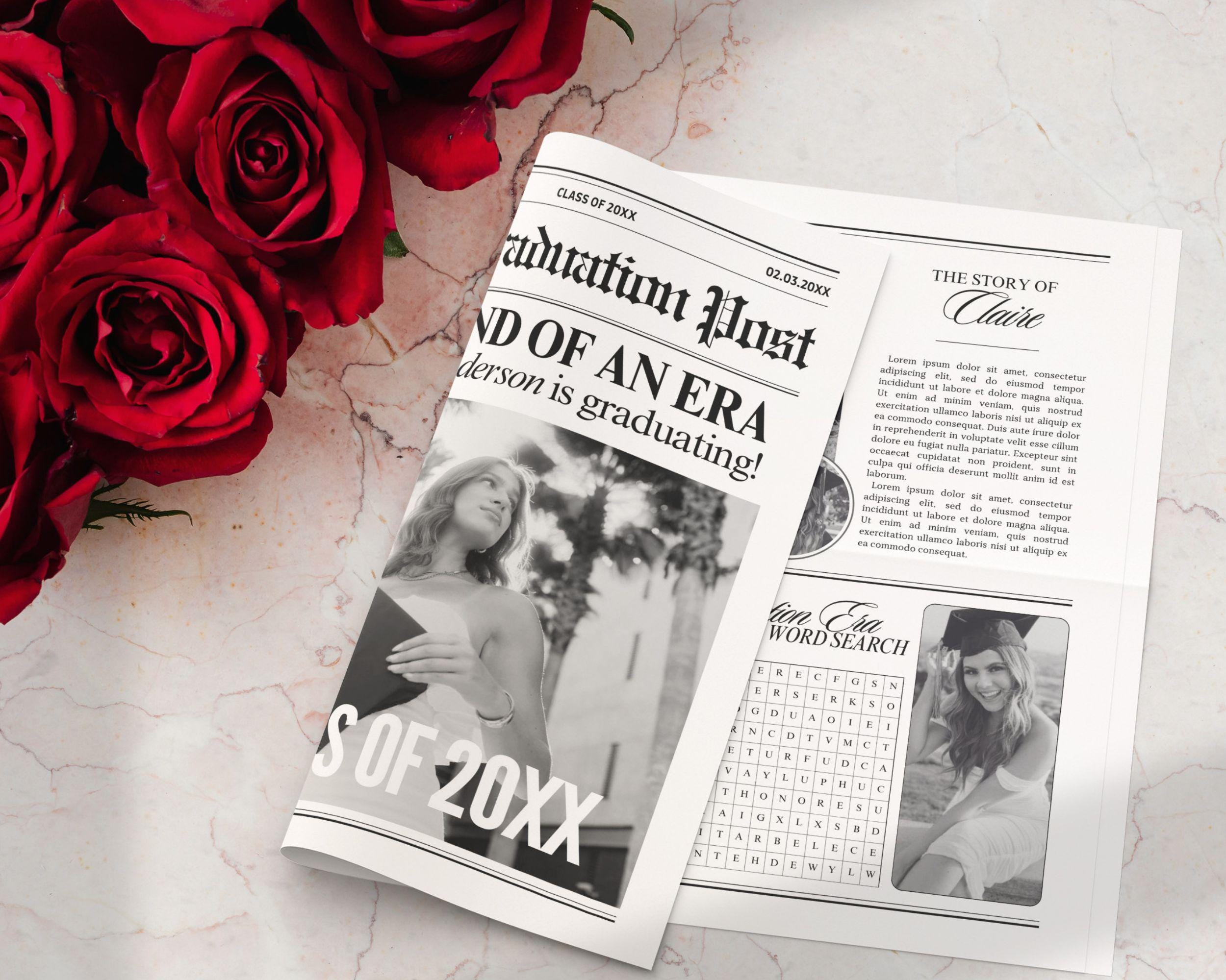 Canva Graduation Newspaper Template, Editable Newspaper Graduate, Large ...