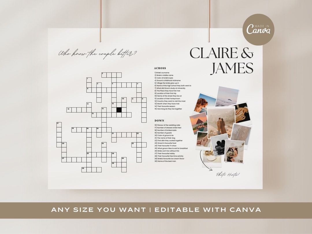 Canva Wedding Crossword Puzzle Template Wedding Crossword - Etsy Australia
