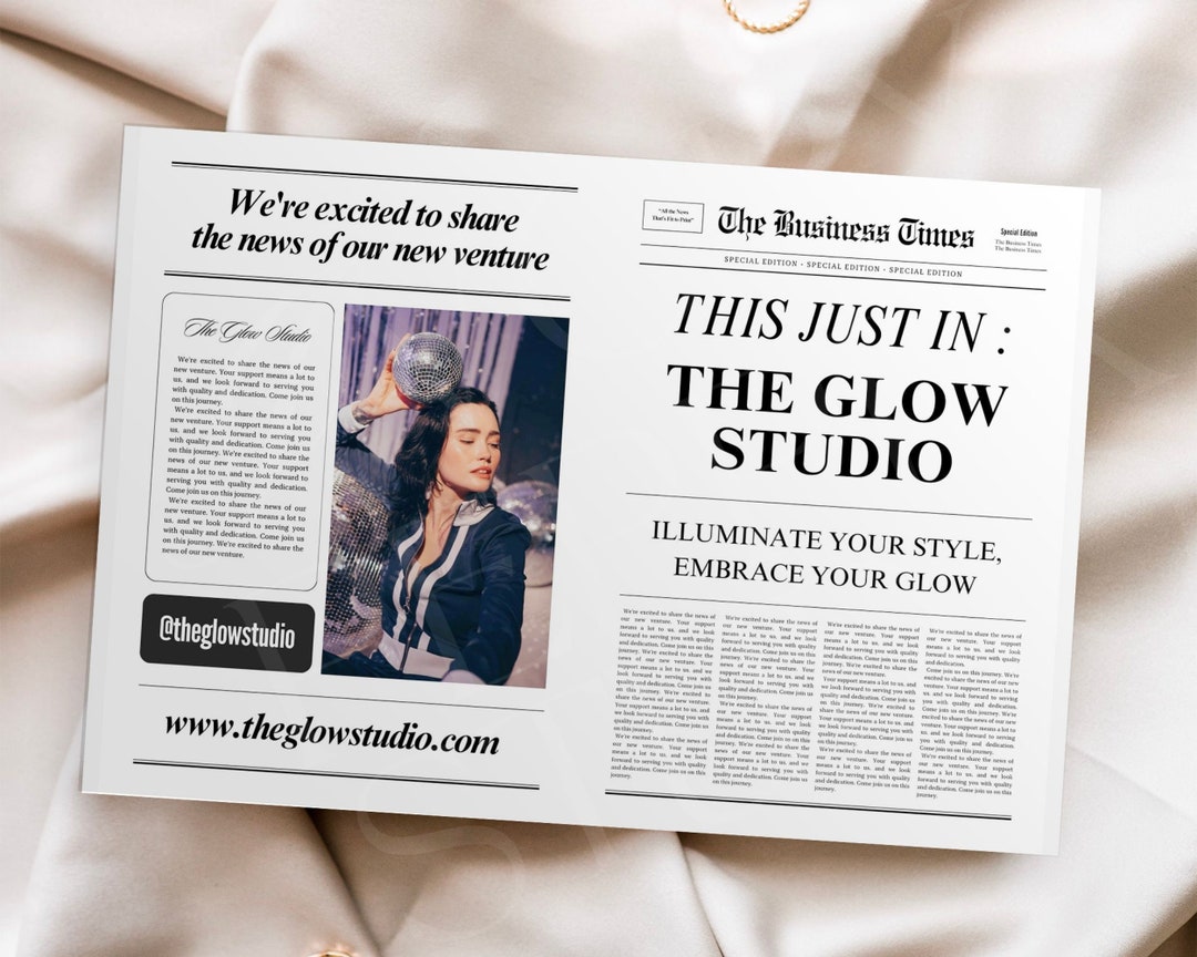 Editable Large Newspaper New Business Announcement, Canva Business ...