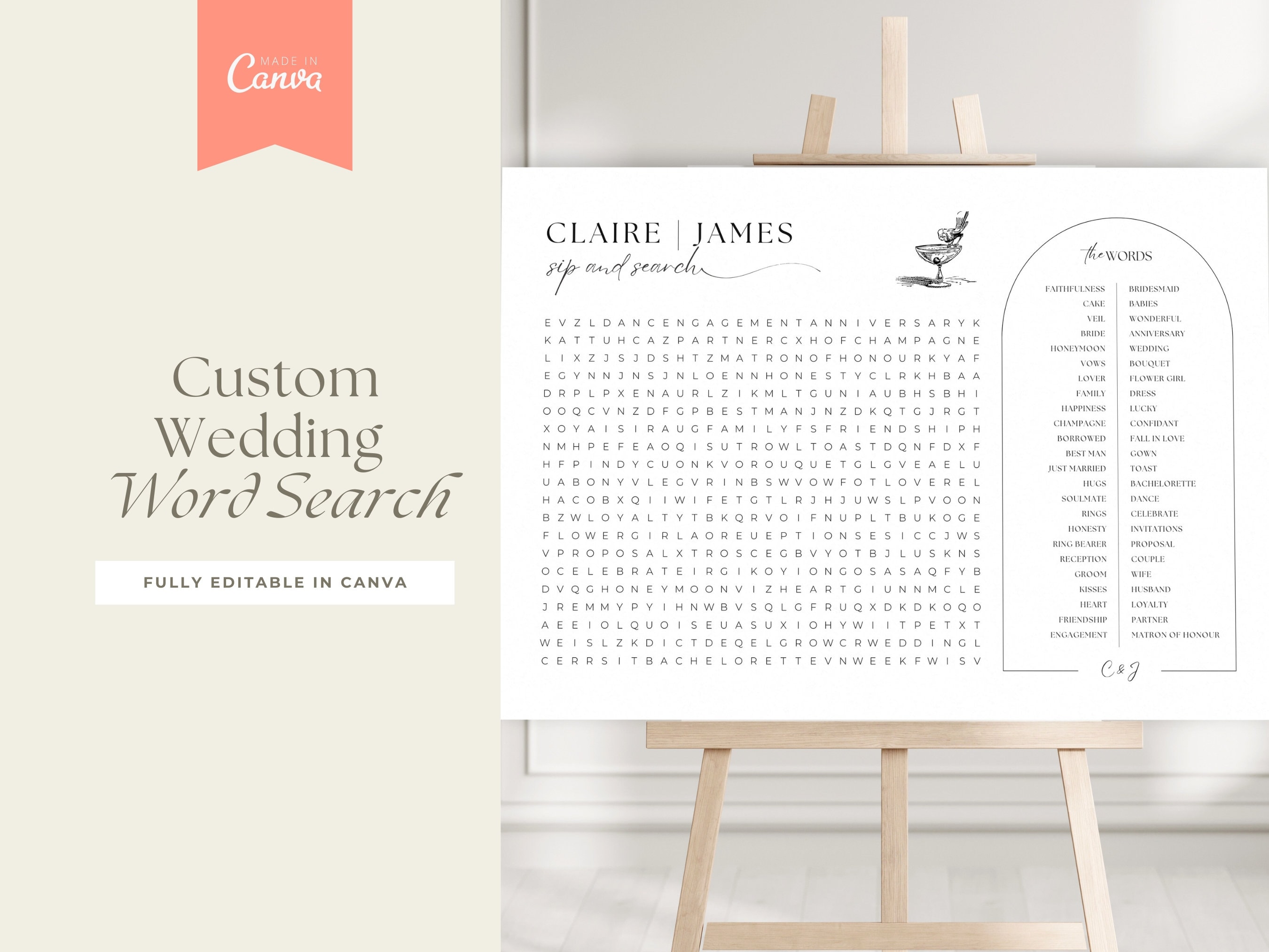 Editable Wedding Word Searchcanva Wedding Crossword Puzzle - Etsy UK