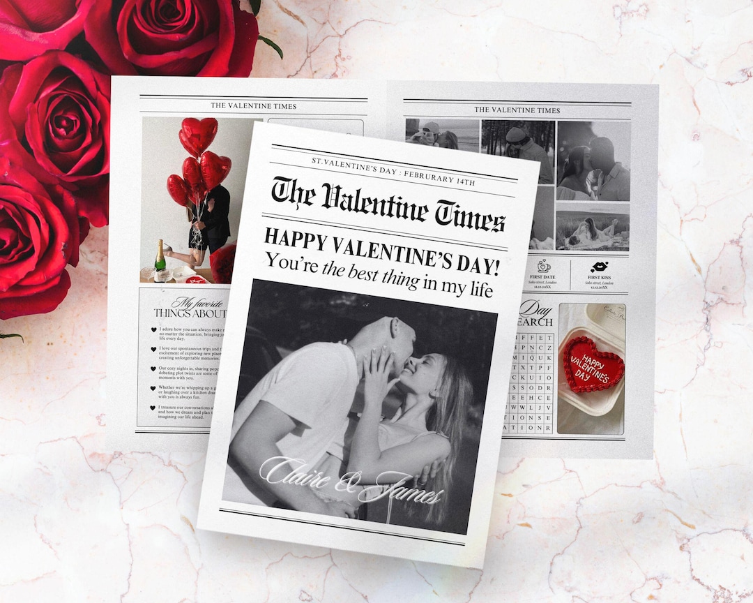 Canva Valentines Day Newspaper Template, Editable Newspaper Valentines ...