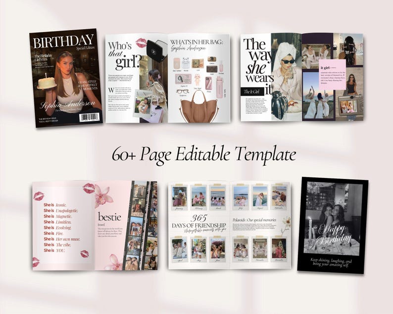 Canva Birthday Magazine Template, Custom Birthday Gift for Best Friend ...