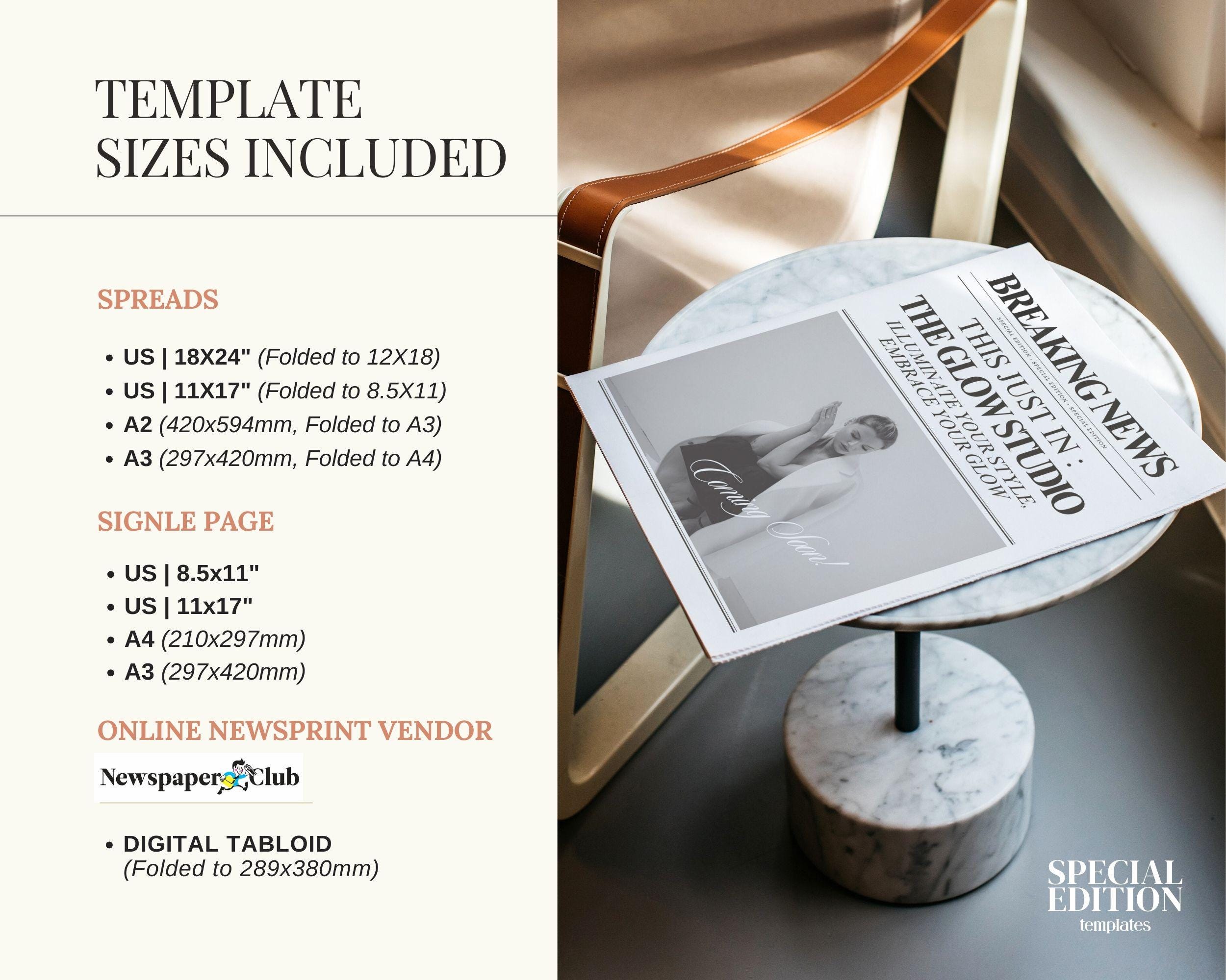 Custom Newspaper Template, Business Newspaper for Photoshoot, Editable ...