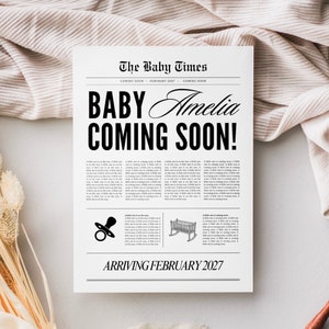 Canva Newspaper Pregnancy Announcement, Large Newspaper Baby ...
