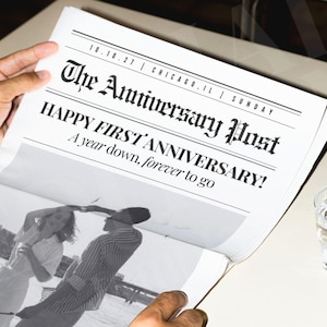 Editable Anniversary Newspaper Template, 1 Year Anniversary Gift for ...