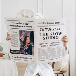 Editable Large Newspaper New Business Announcement, Canva Business ...