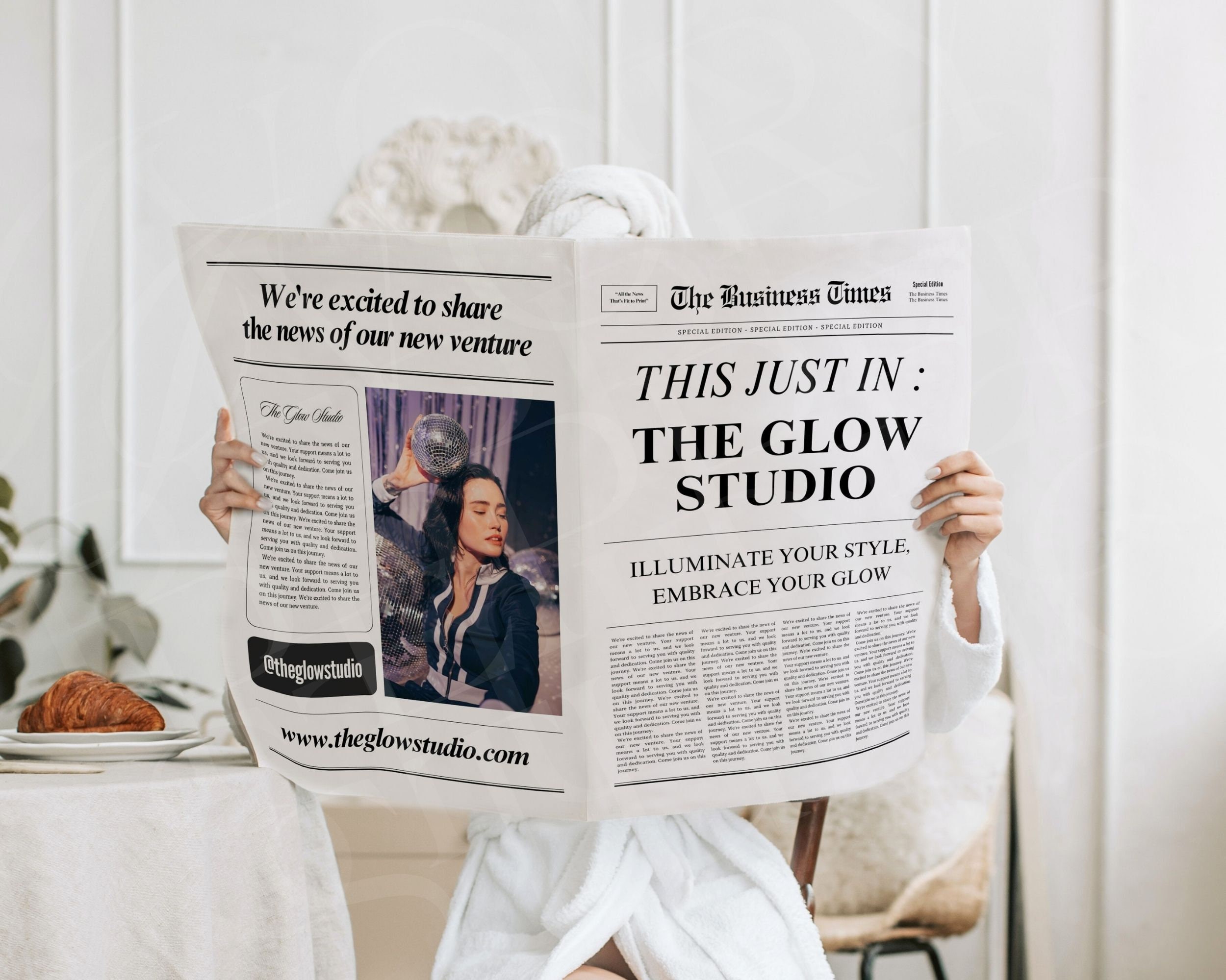 Editable Large Newspaper New Business Announcement, Canva Business ...