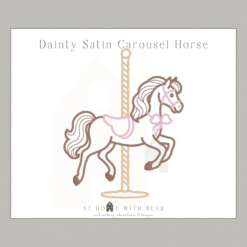 Girl Carousel Horse, Dainty Thin Satin Stitch, Embroidery Machine ...