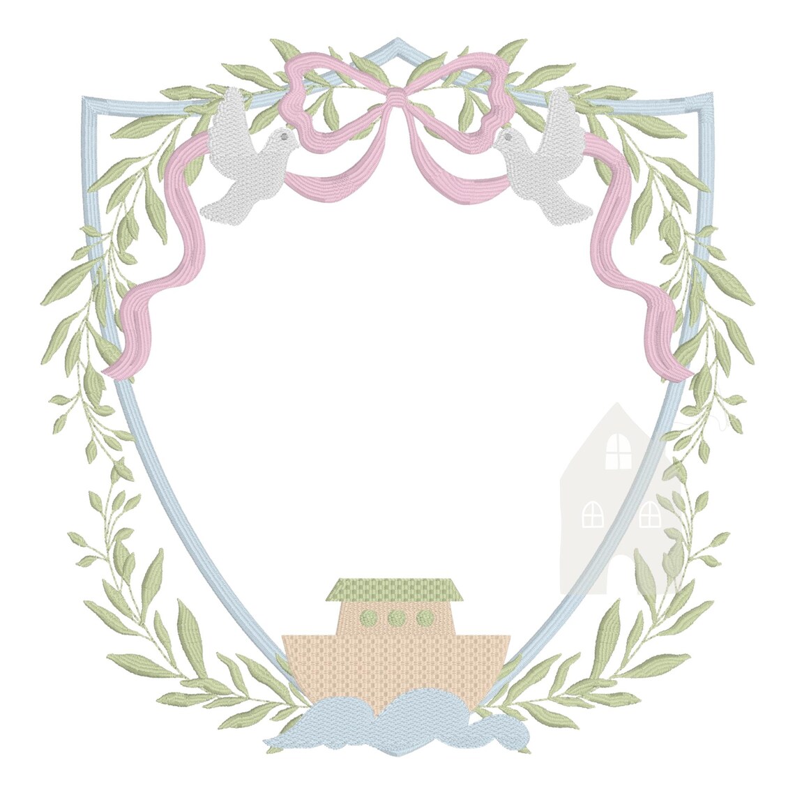 Ark Foliage Crest, With and Without Bow, 3 Sizes for Each, Embroidery ...