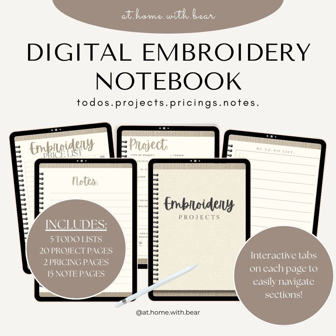 Digital Machine Embroidery Notebook, Digital Download and Printable ...