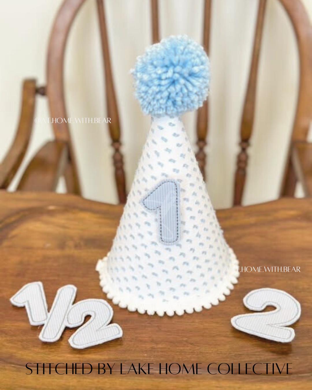 1/2 Birthday Hat NUMBERS, in the Hoop Numbers 1/2, 1, 2, Digital File ...