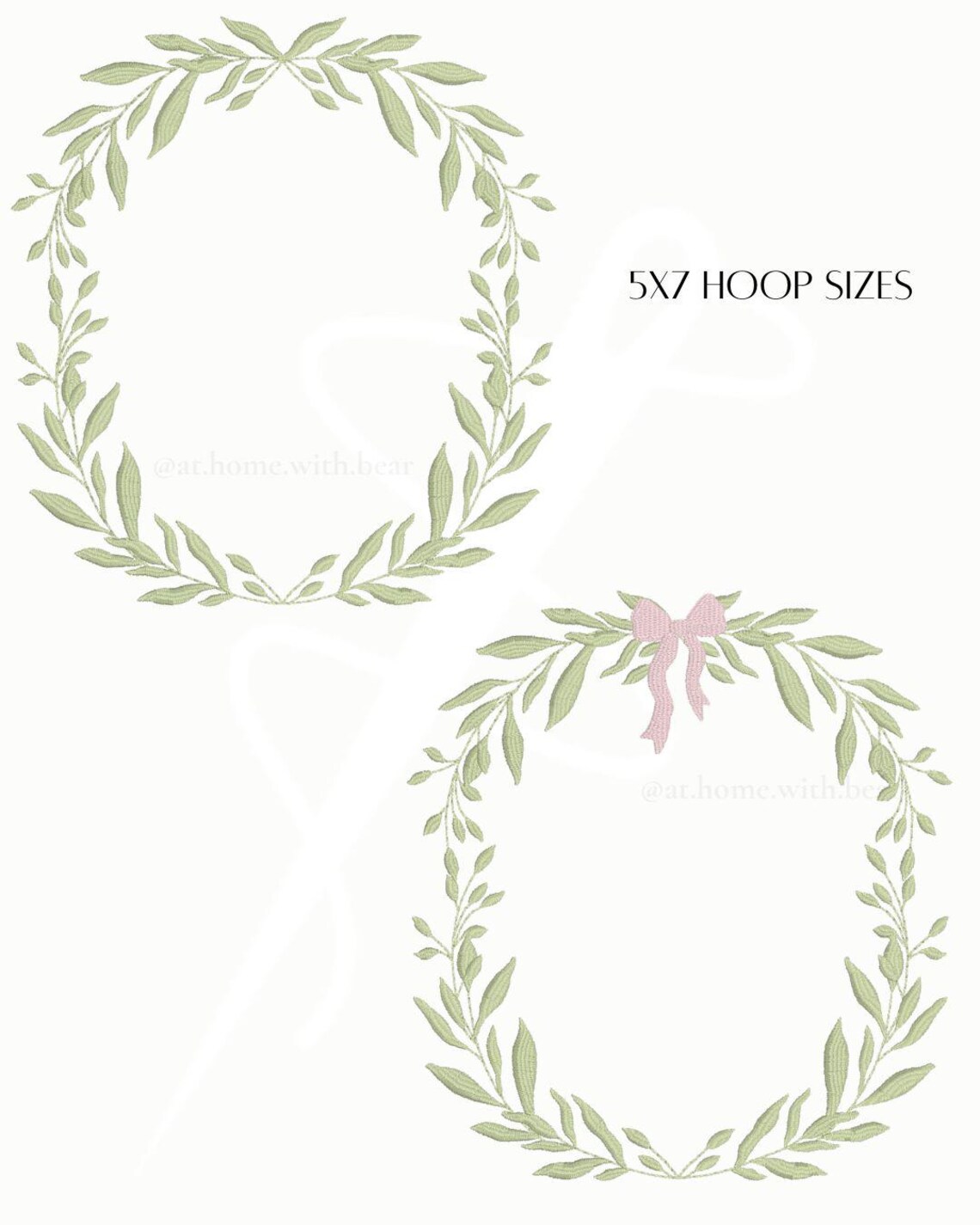 Greenery Border With and Without Bow Included, Embroidery Machine ...