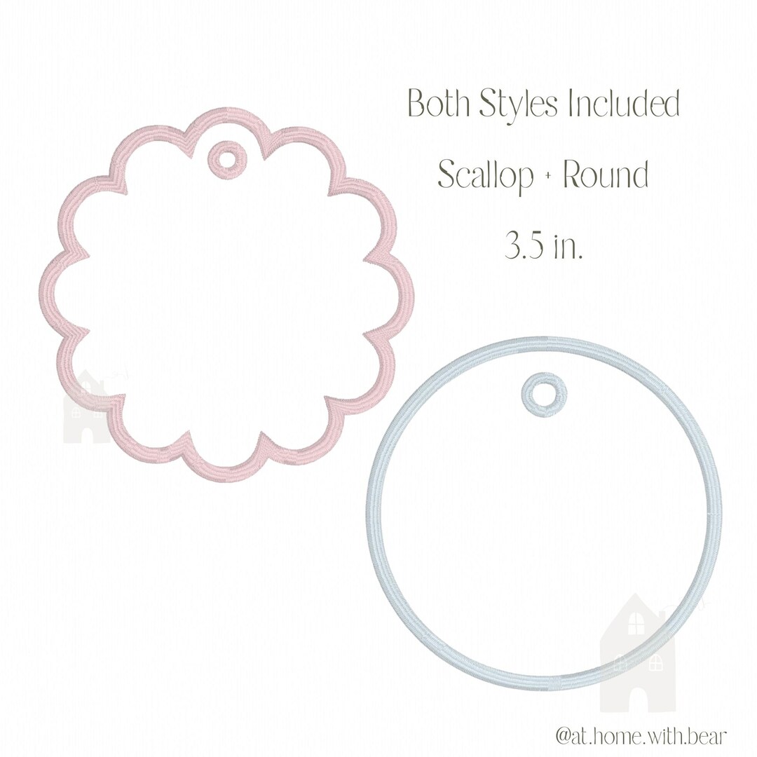 Scallop + Round in the Hoop Ornament/hang Tag BUNDLE, Both Styles ...