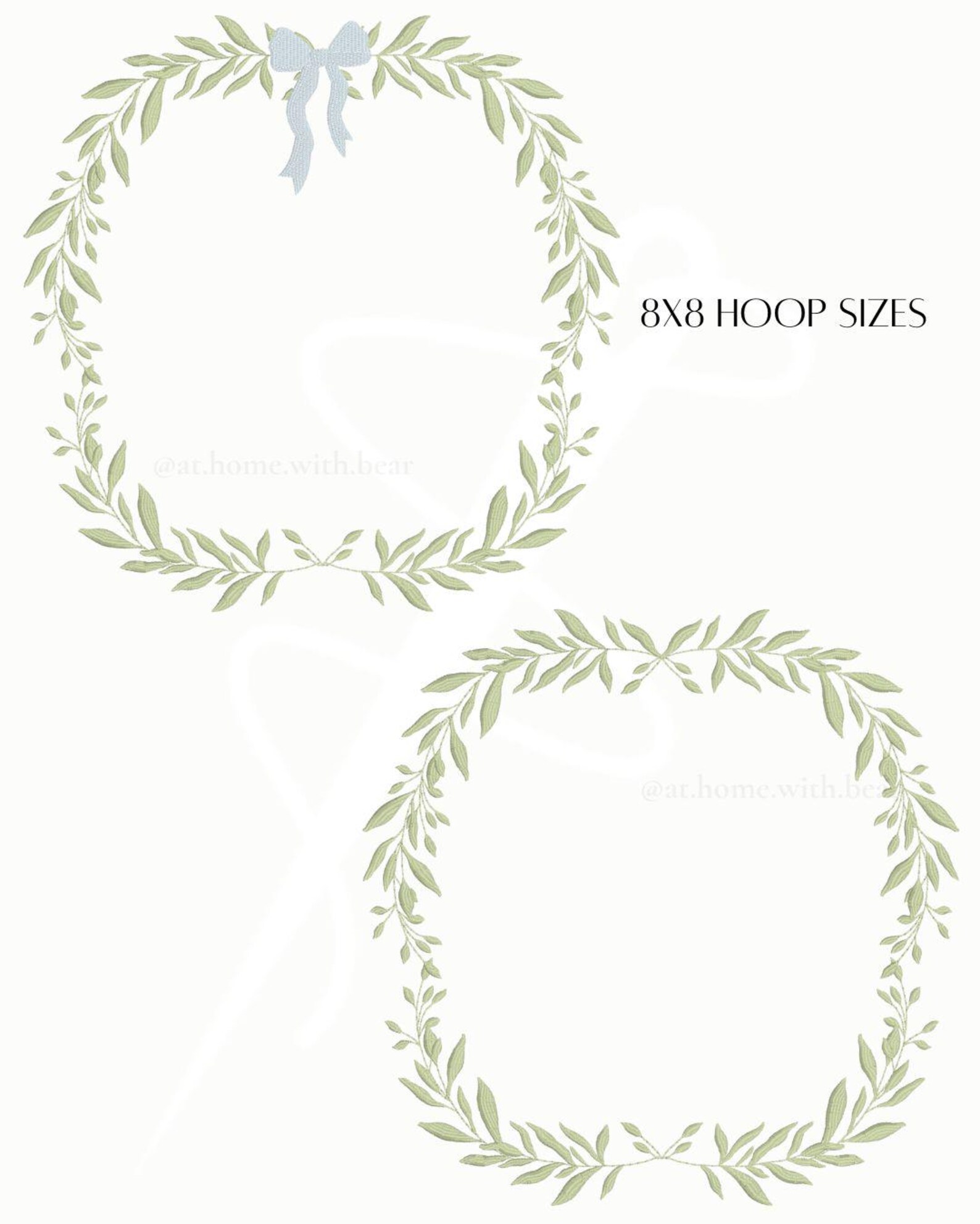 Greenery Border With and Without Bow Included, Embroidery Machine ...