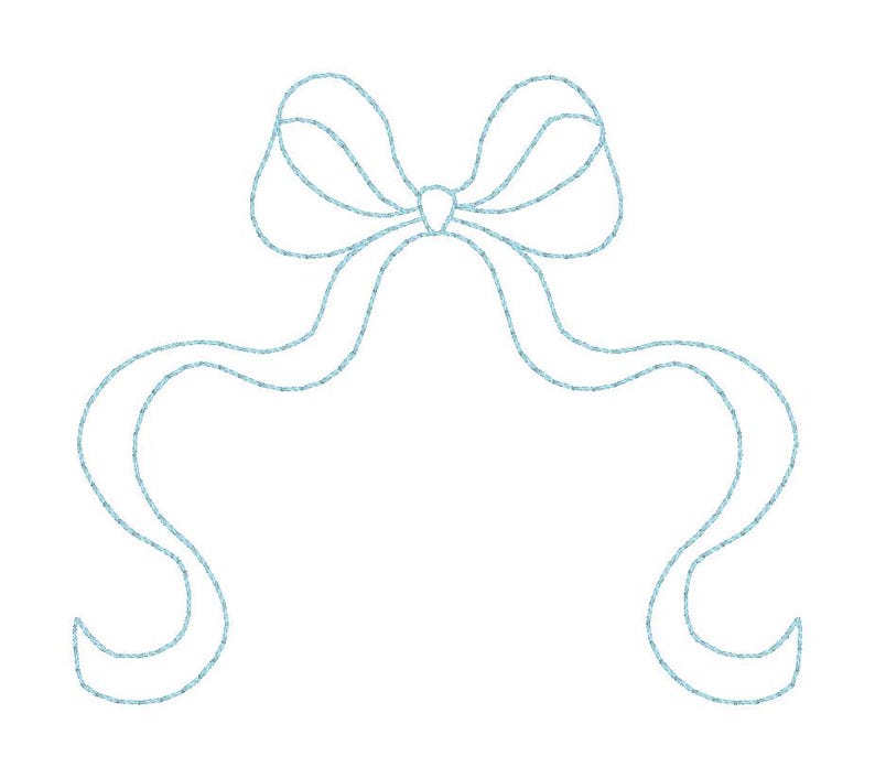 Little Blue Bow, Bean Stitch Ribbon, DIGITAL FILE for Embroidery ...