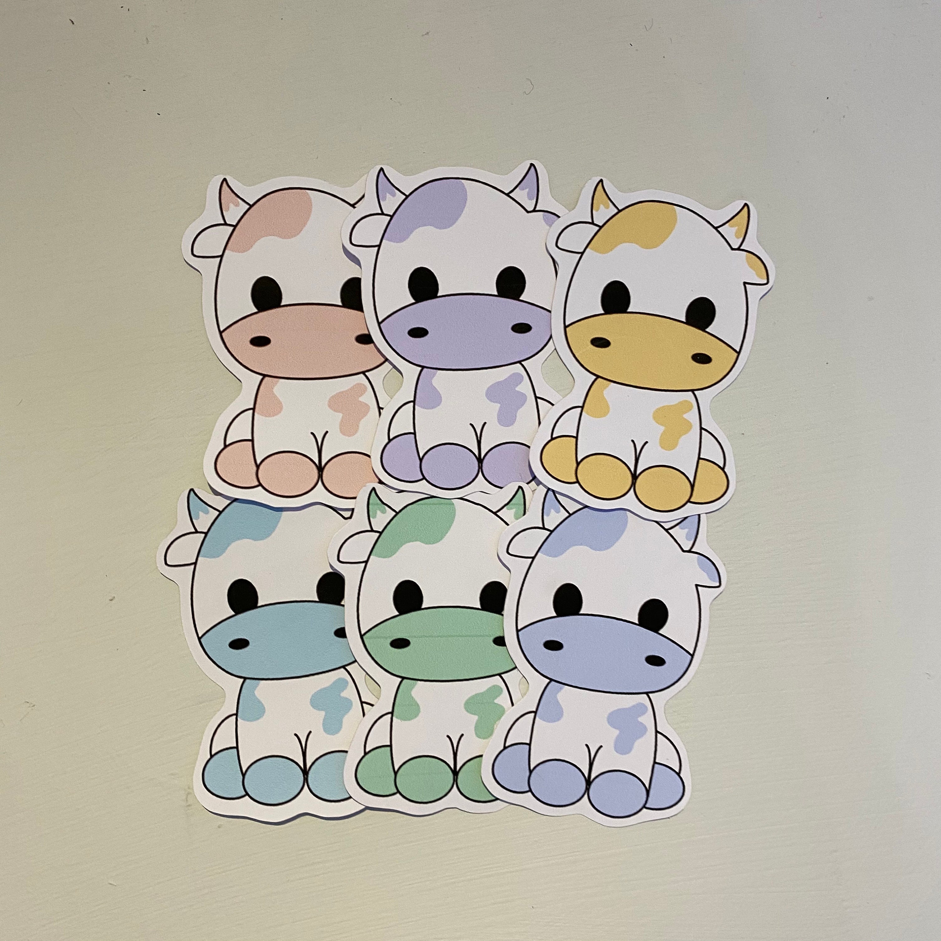 Pastel cartoon cow sticker | Etsy