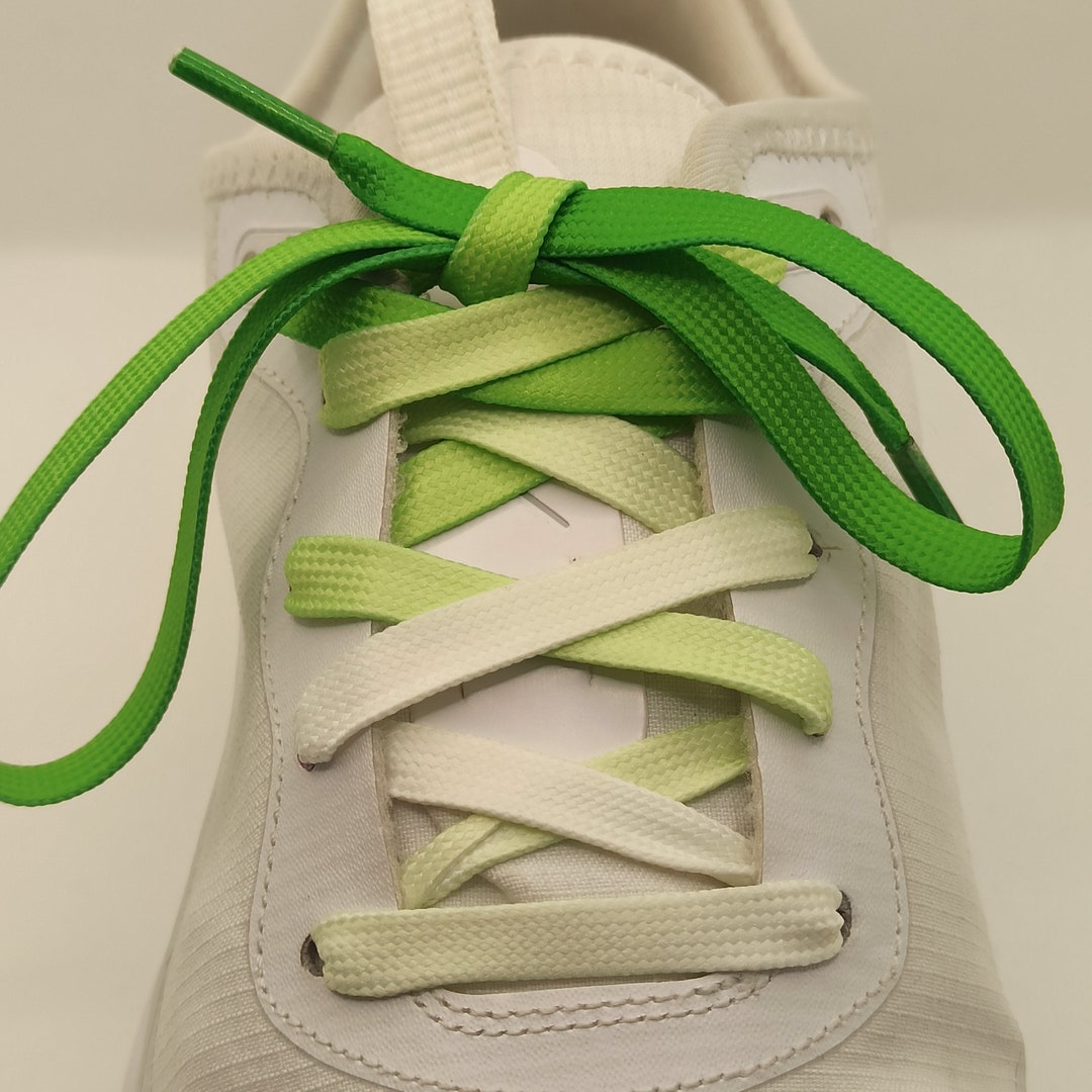 LACES in Green White Color, Flat Tie & Dye Laces, Adult Child Baby ...