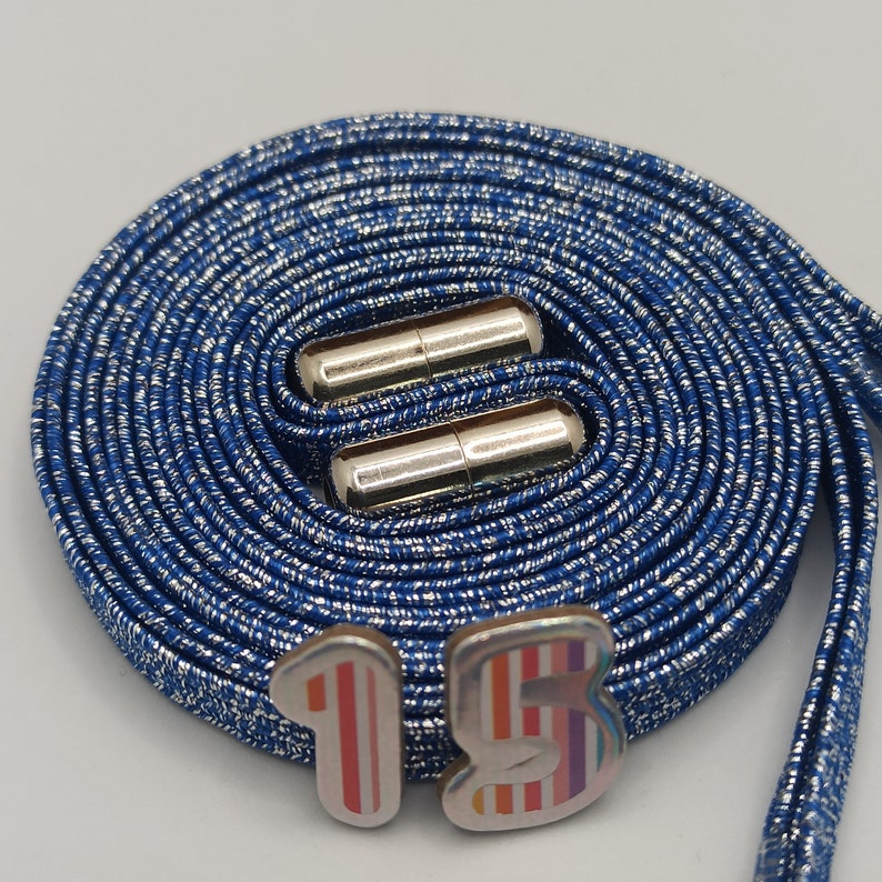 Blue ELASTIC LACES for Adult and Children's Shoes and Sneakers, Shiny ...
