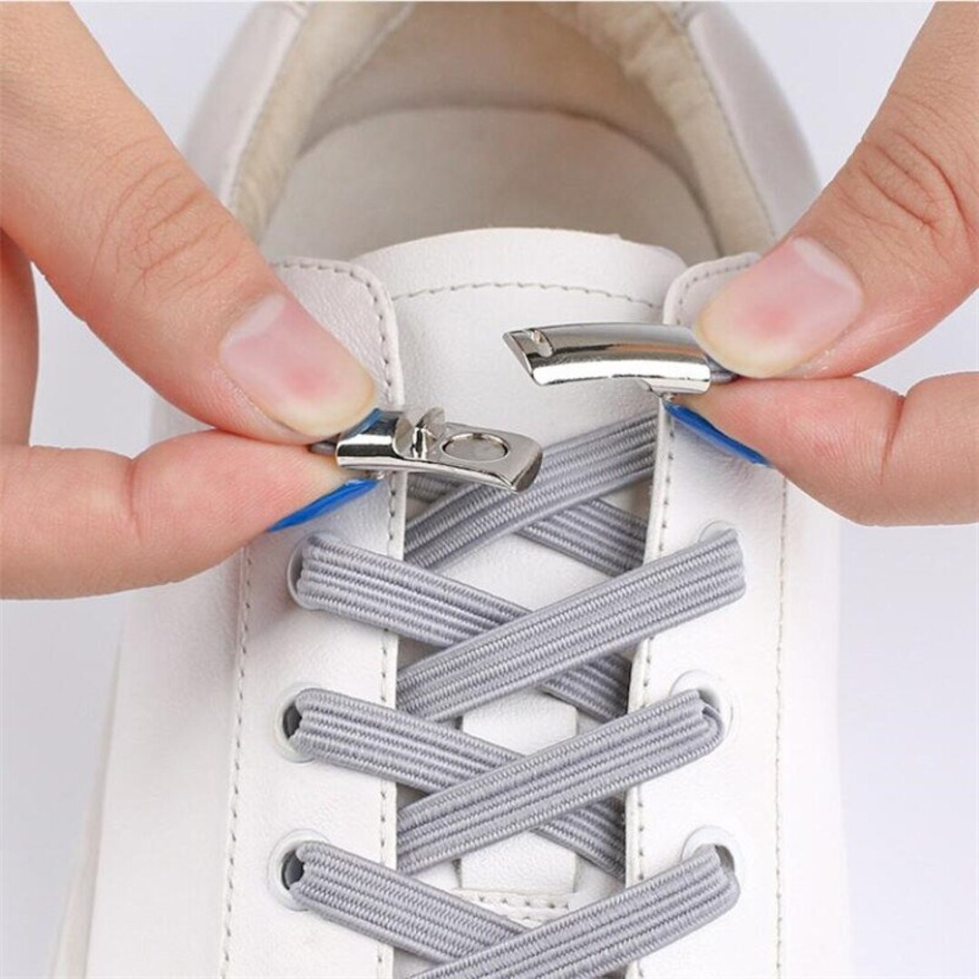 Light Gray Magnetic ELASTIC Shoelace With Metal Buckle for - Etsy