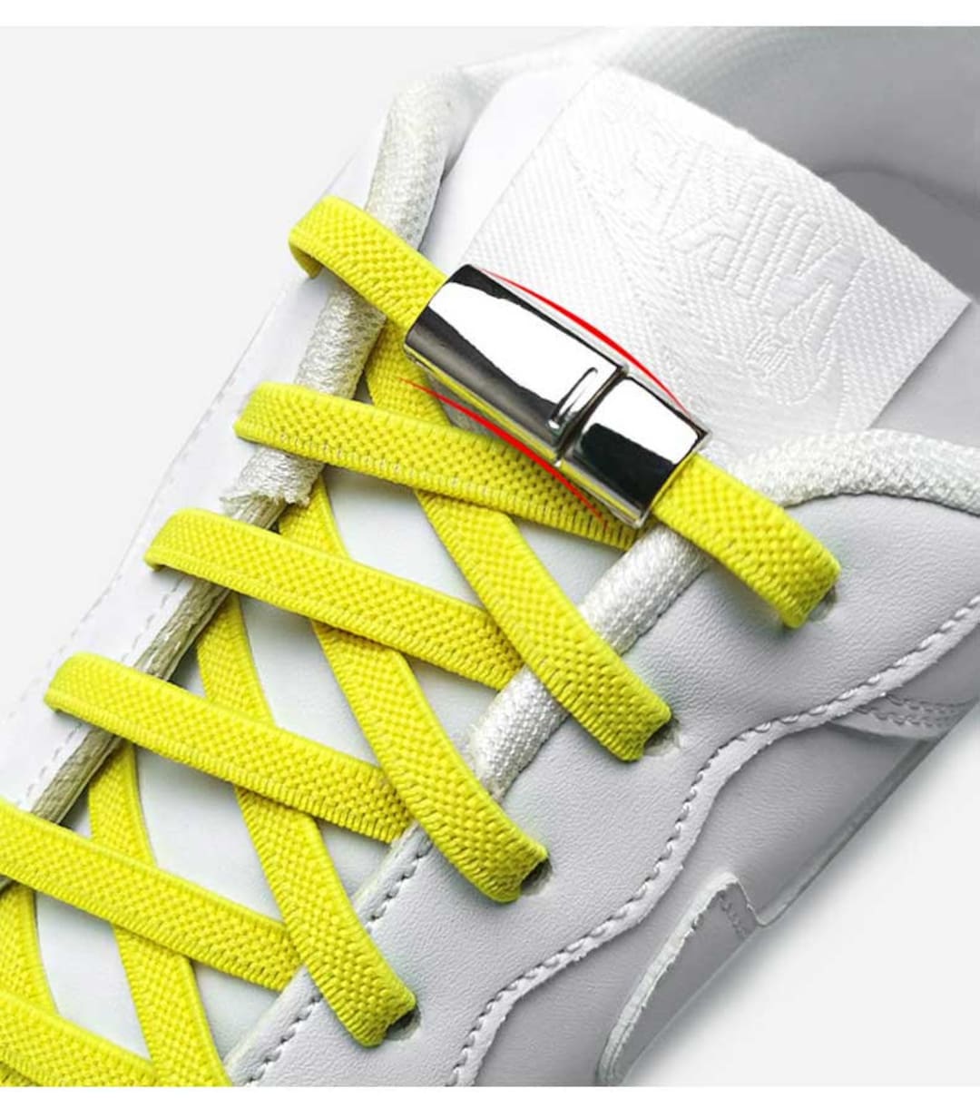 Fluorescent Yellow Magnetic ELASTIC LACES With Metal Buckle for Adult ...