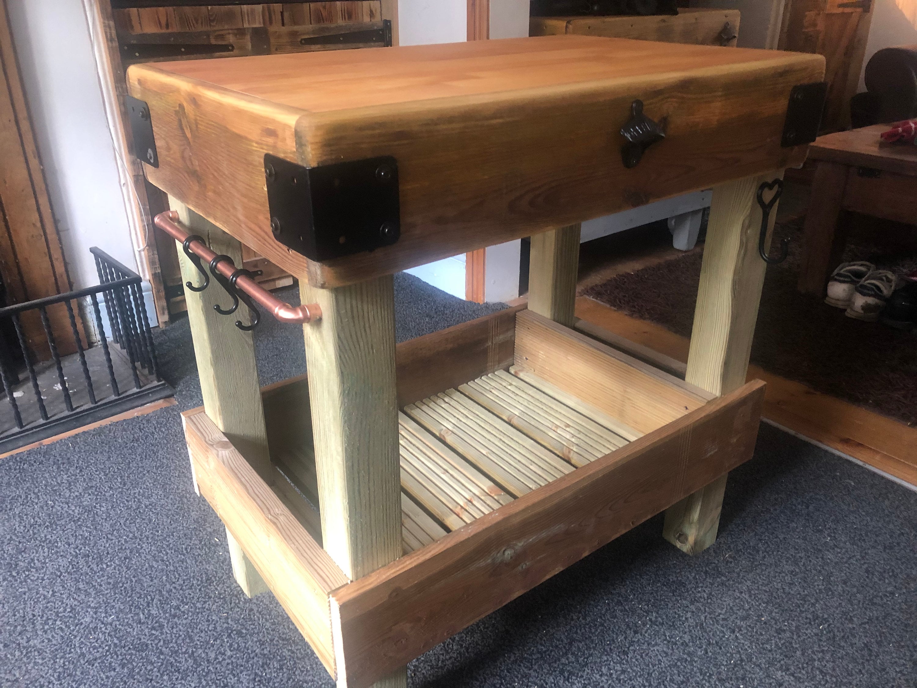 Oak Kitchen Island Butchers Block - Rustic Style Made From Reclaimed ...