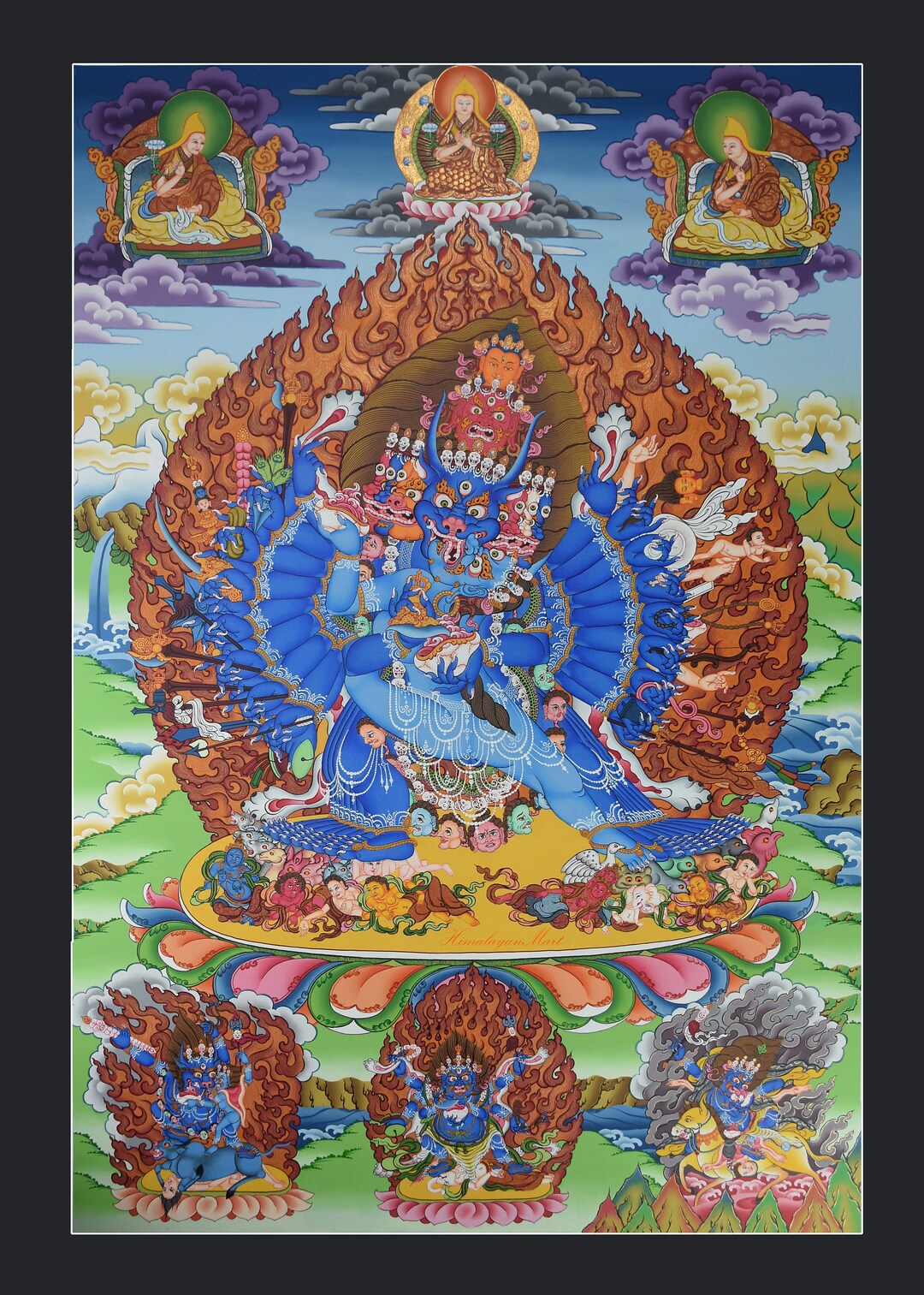 Hand Painted Fine Quality Yamantaka With Consort Cotton Canvas Thangka ...