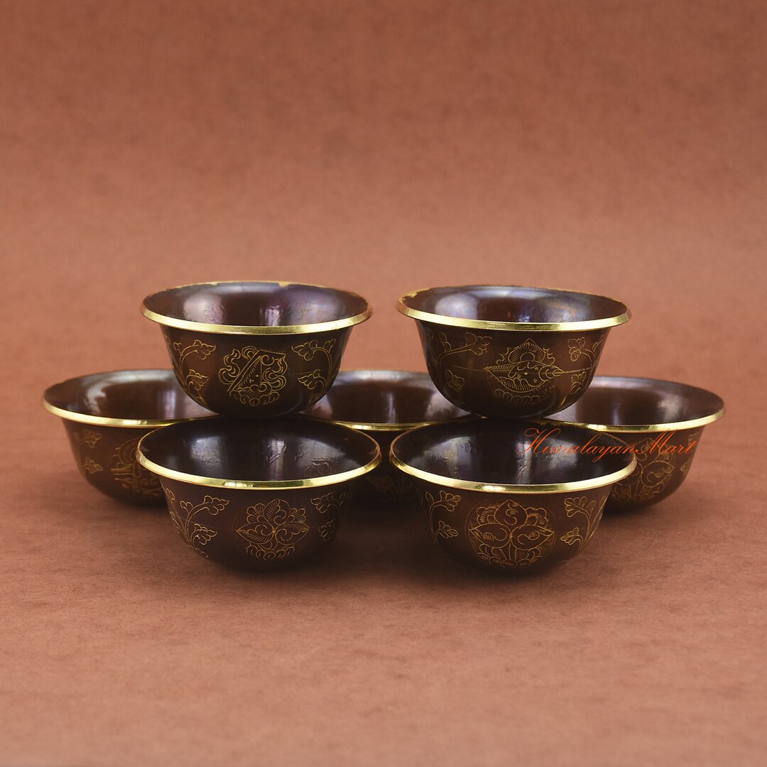 Gold Gilded Copper Offering Bowls Set - Fine Carved Altar Decor - Etsy